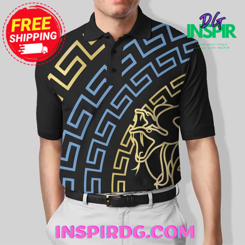 Versace Luxury Gold Green Ancient Snake Polo Shirt - Inspirdg